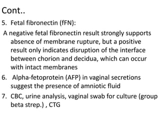 Premature rupture of membranes (PROM) | PPTX