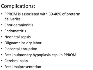 Premature rupture of membranes (PROM) | PPTX