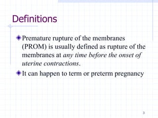 PROM and preterm labor.ppt by Dr. Rabirra | PPT | Pregnancy ...