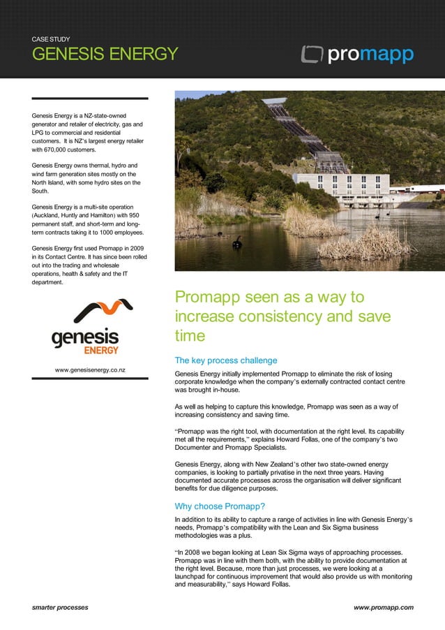 Promapp Case Study Genesis Energy | PDF