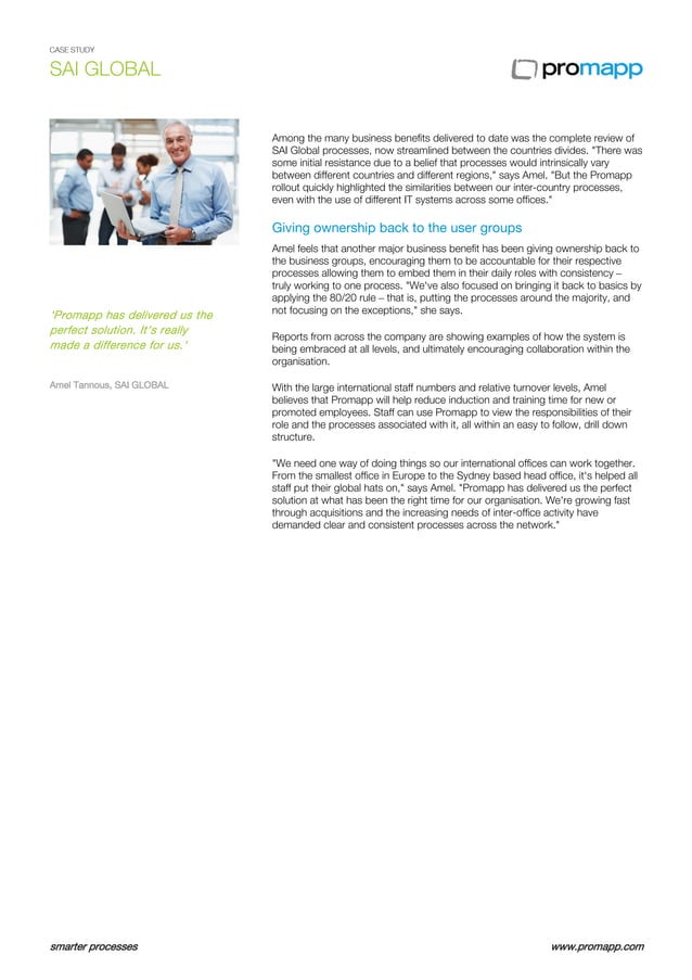 Promapp Case Study SAI Global | PDF
