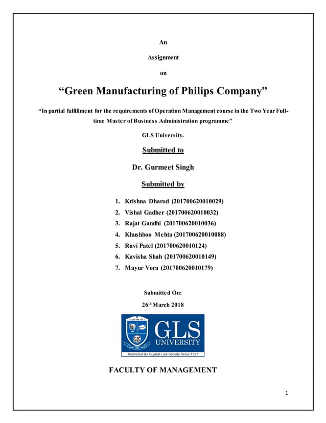 GREEN MANUFACTURING OF PHILIPS CO. | PDF