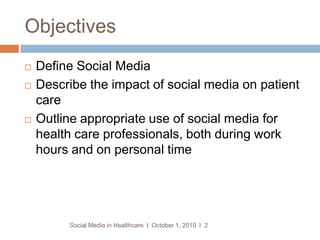 Social Media in Healthcare | PPTX