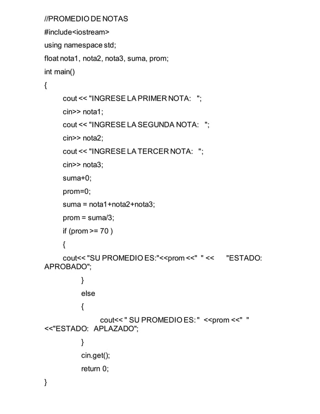 Promedio de notas | DOC