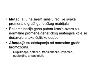 Promene genetickog materijala | PPT