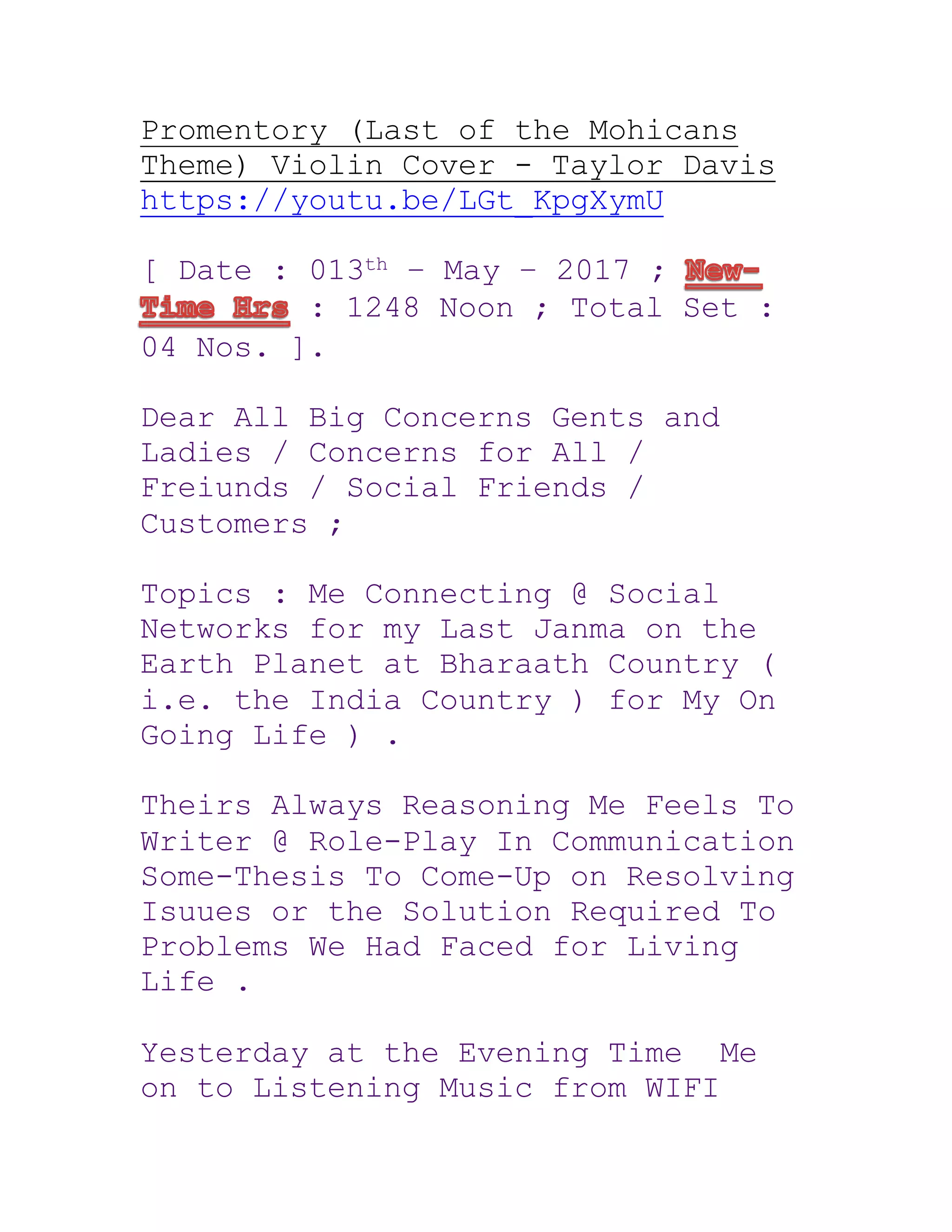 Promentory (last of the mohicans theme) violin cover taylor davis.. | PDF