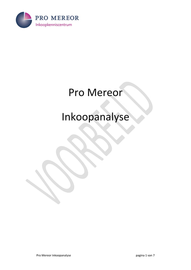 Pro Mereor Inkoopanalyse | PDF