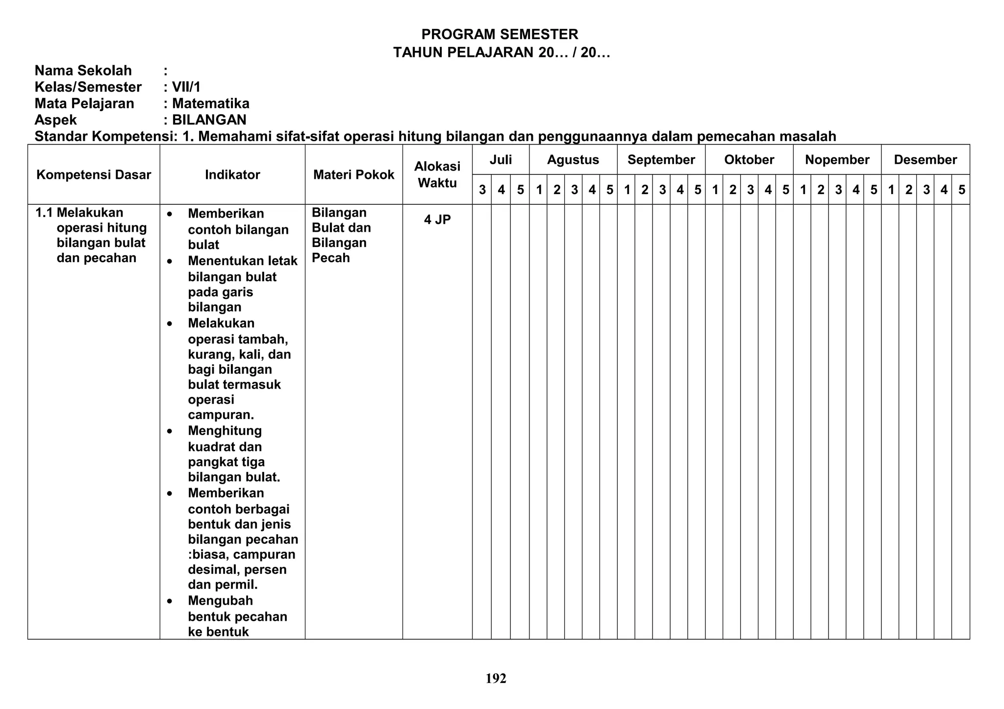 Promes. mtk kelas 7 smstr. i smp m ts (1) | DOC