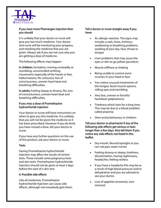Promethazine HCl Injection USP Taj Pharma PIL | PDF