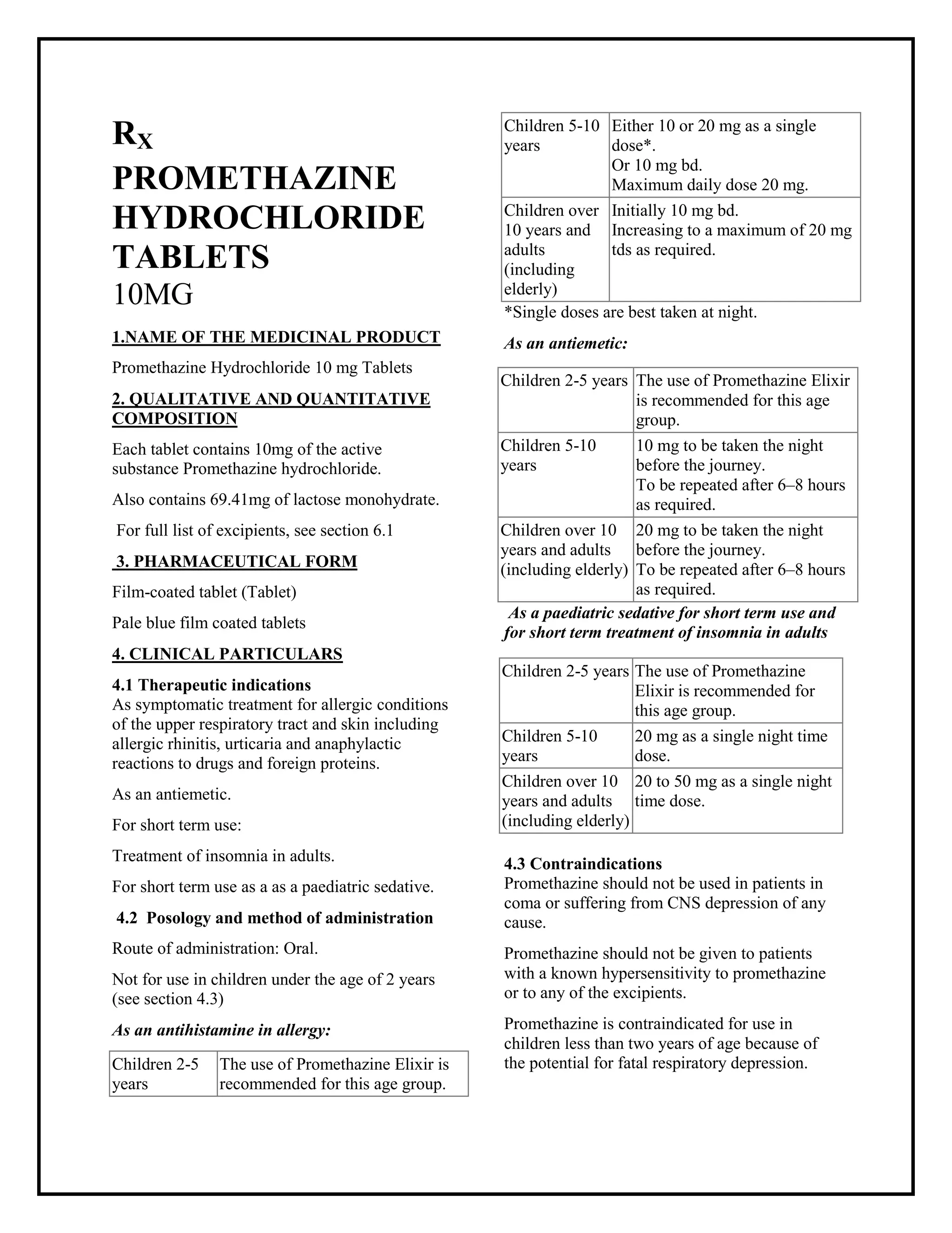 Promethazine 10 mg tablets smpc taj pharmaceuticals | PDF | Skin Care ...