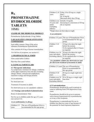 Promethazine 10 mg tablets smpc taj pharmaceuticals | PDF | Skin Care ...
