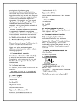 Promethazine 10 mg tablets smpc taj pharmaceuticals | PDF | Skin Care ...