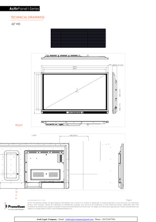 Promethean ActivPanel i 65 كتالوج شاشة أكتف بانل بروميثيان تفاعلي i65 | PDF