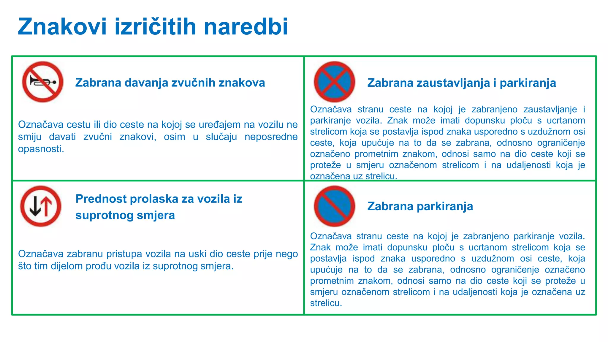 Prometni propisi - Prometni znakovi - Znakovi izričitih naredbi | PPTX