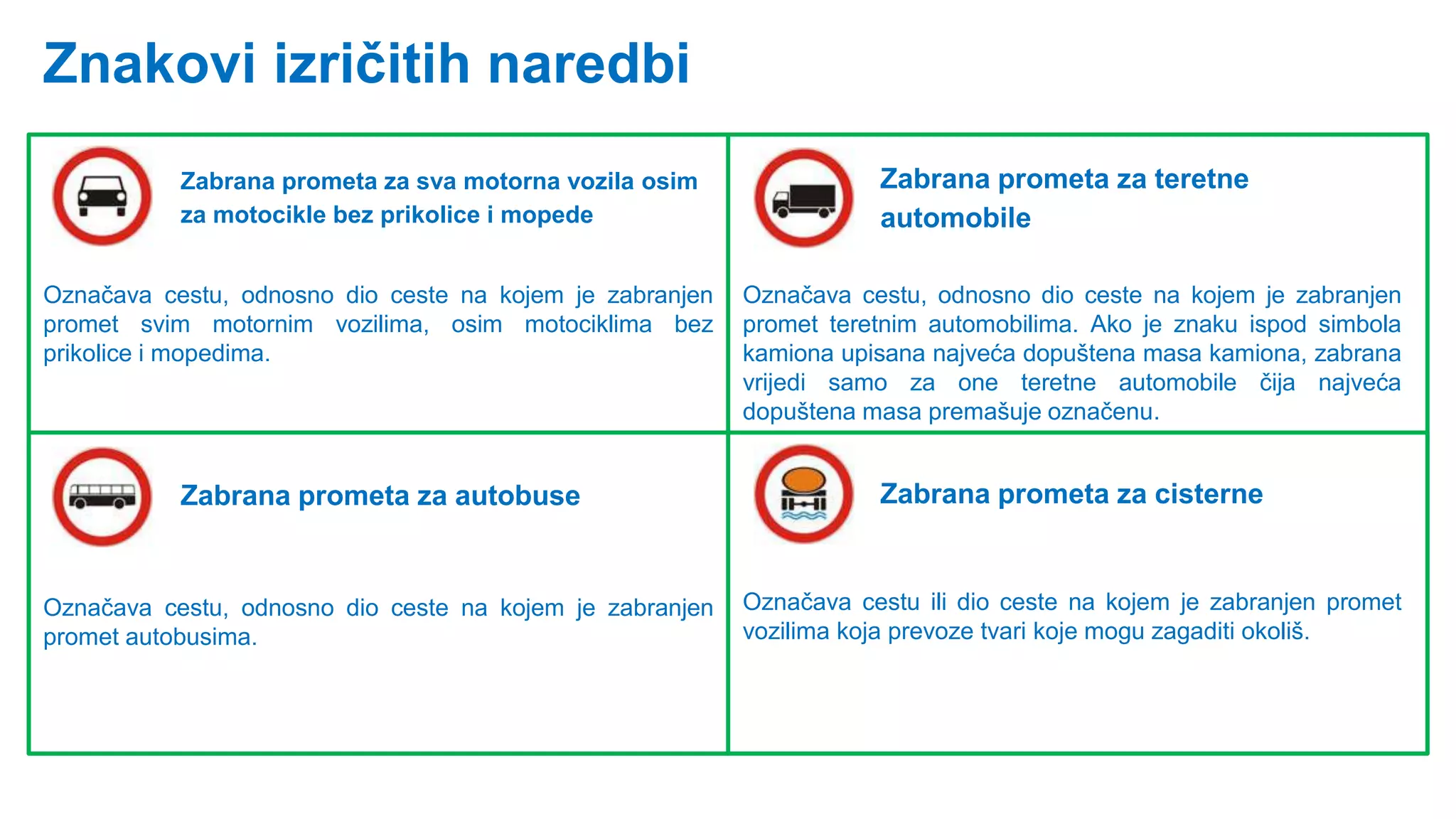 Prometni propisi - Prometni znakovi - Znakovi izričitih naredbi | PPT