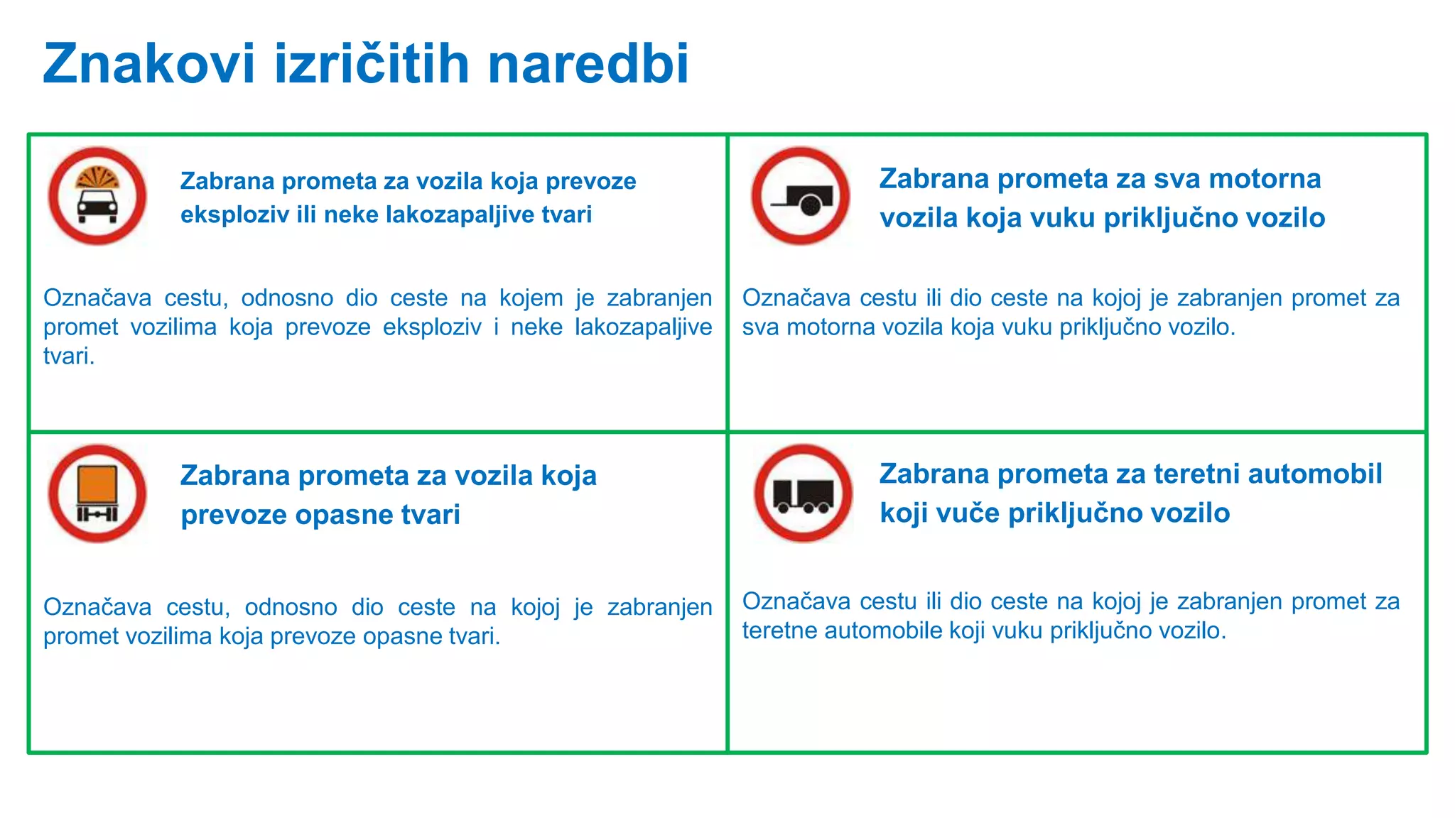 Prometni propisi - Prometni znakovi - Znakovi izričitih naredbi | PPTX