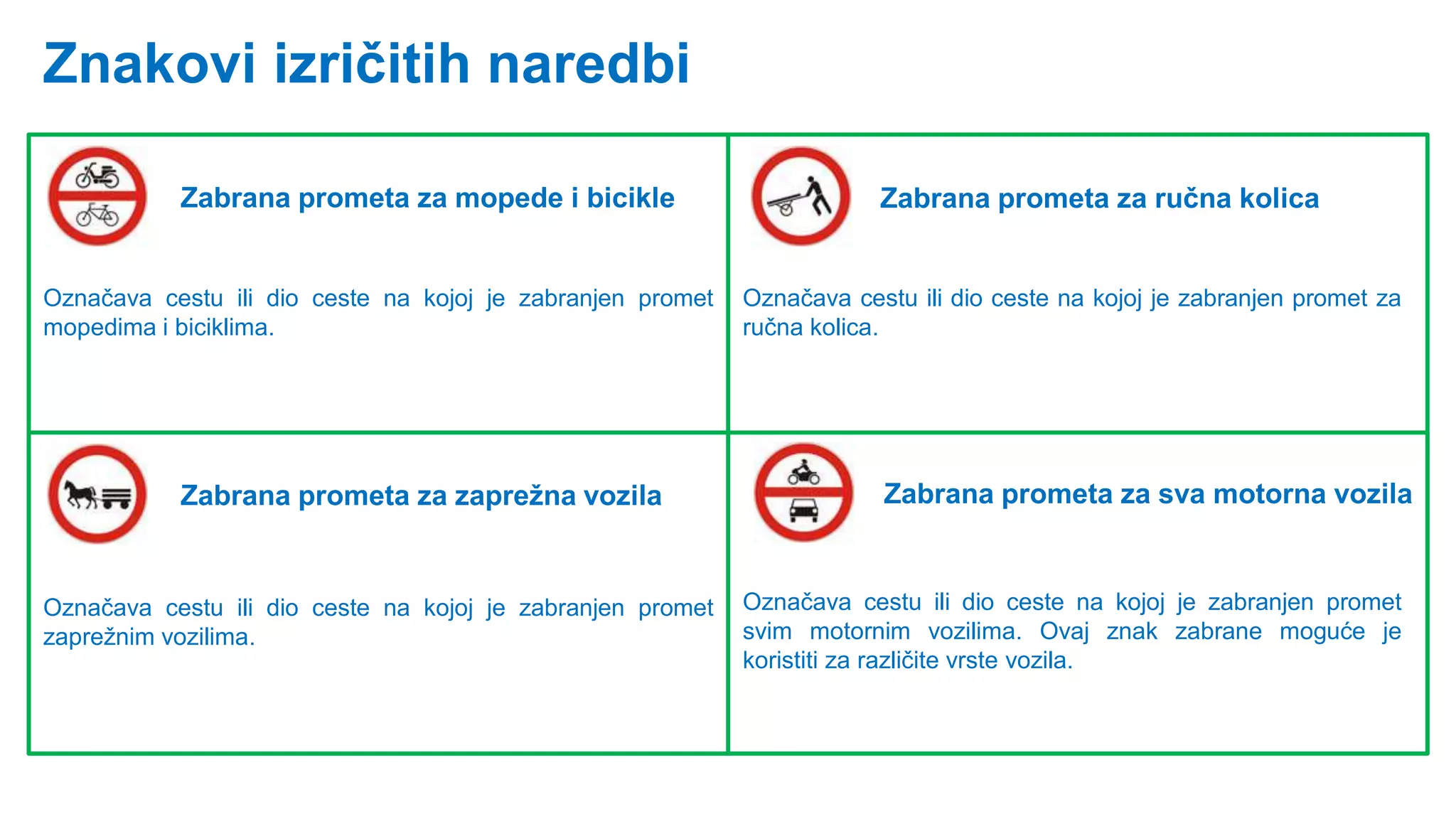 Prometni propisi - Prometni znakovi - Znakovi izričitih naredbi | PPT