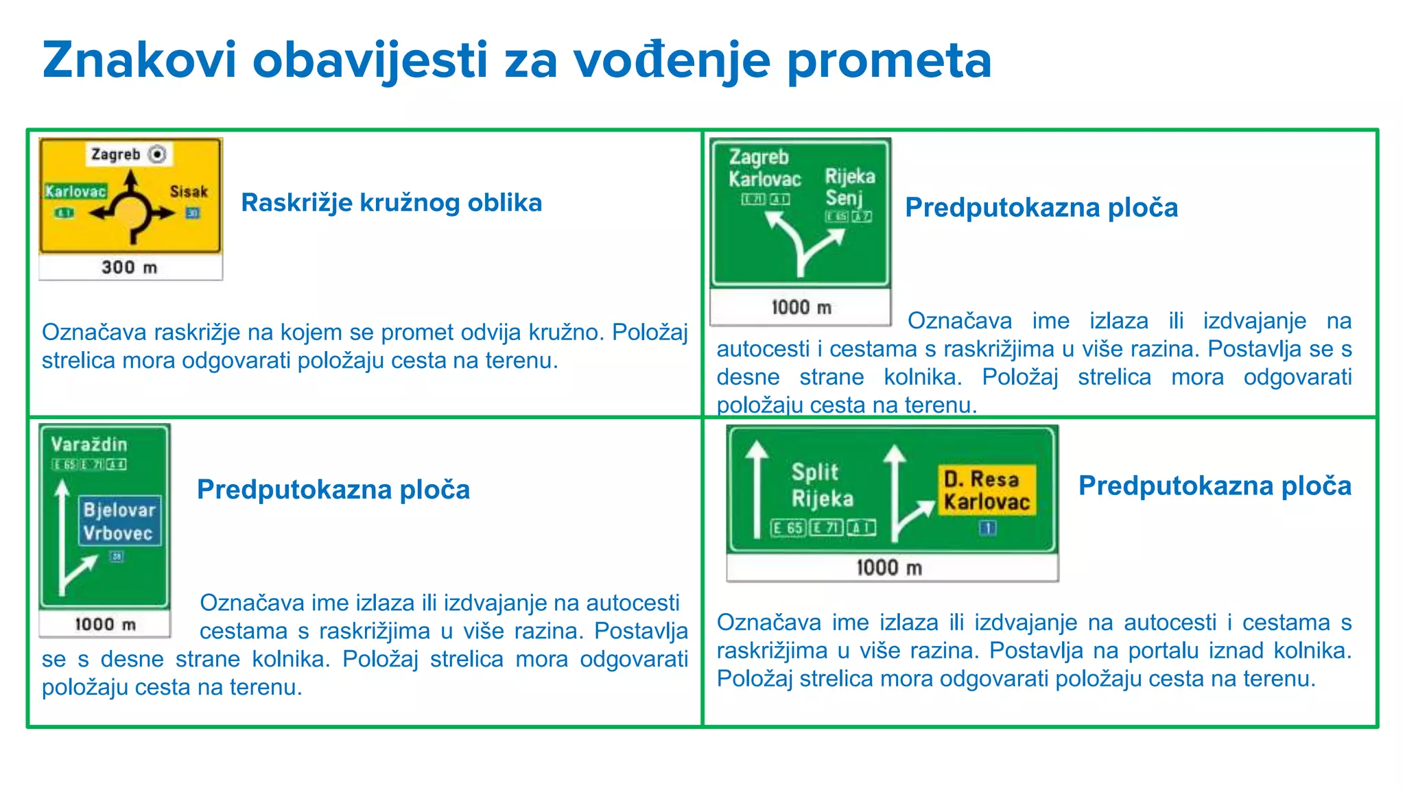 Prometni propisi - Prometni znakovi - Znakovi za vođenje prometa | PPT