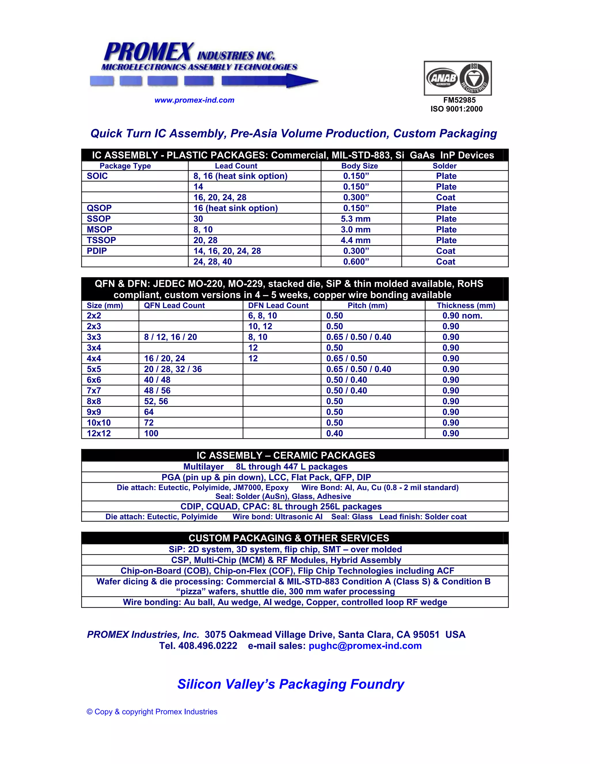 Promex IC Assembly E Brochure 2009 | PDF