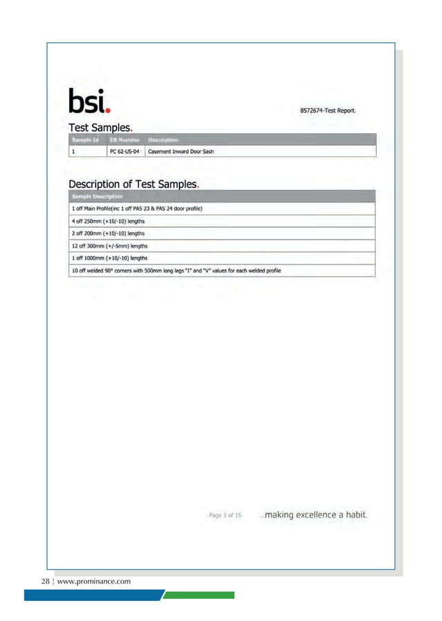 Prominance uPVC Windows & uPVC Doors Test Results & Certifications Copy ...