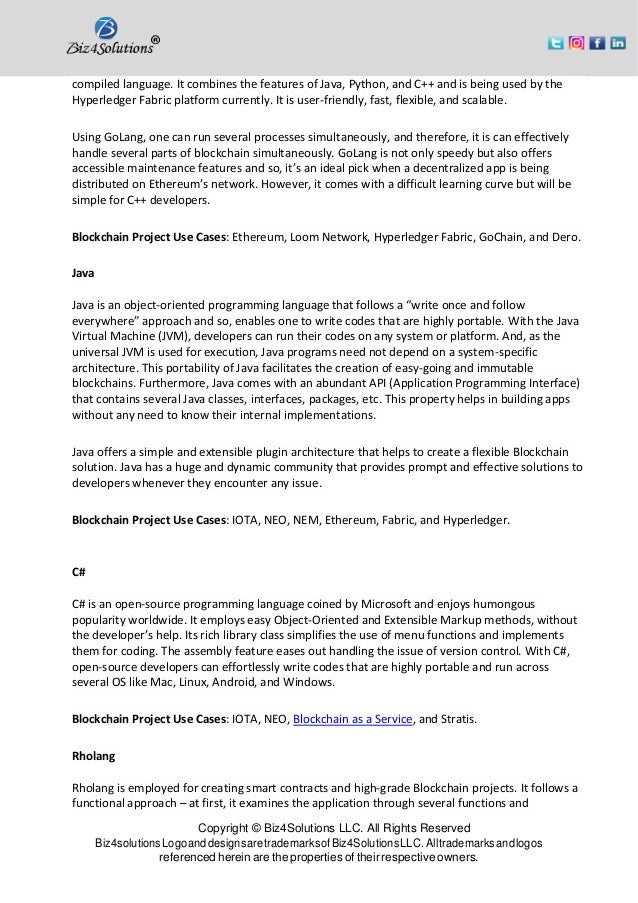 Prominent Blockchain Programming Languages to consider while building ...