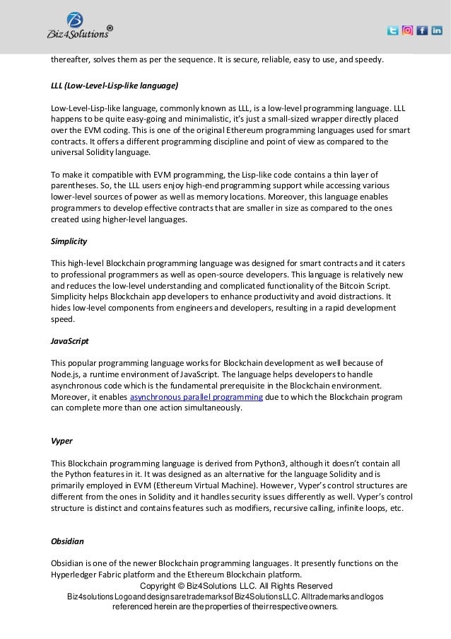 Prominent Blockchain Programming Languages to consider while building Blockchain Apps! | PDF ...