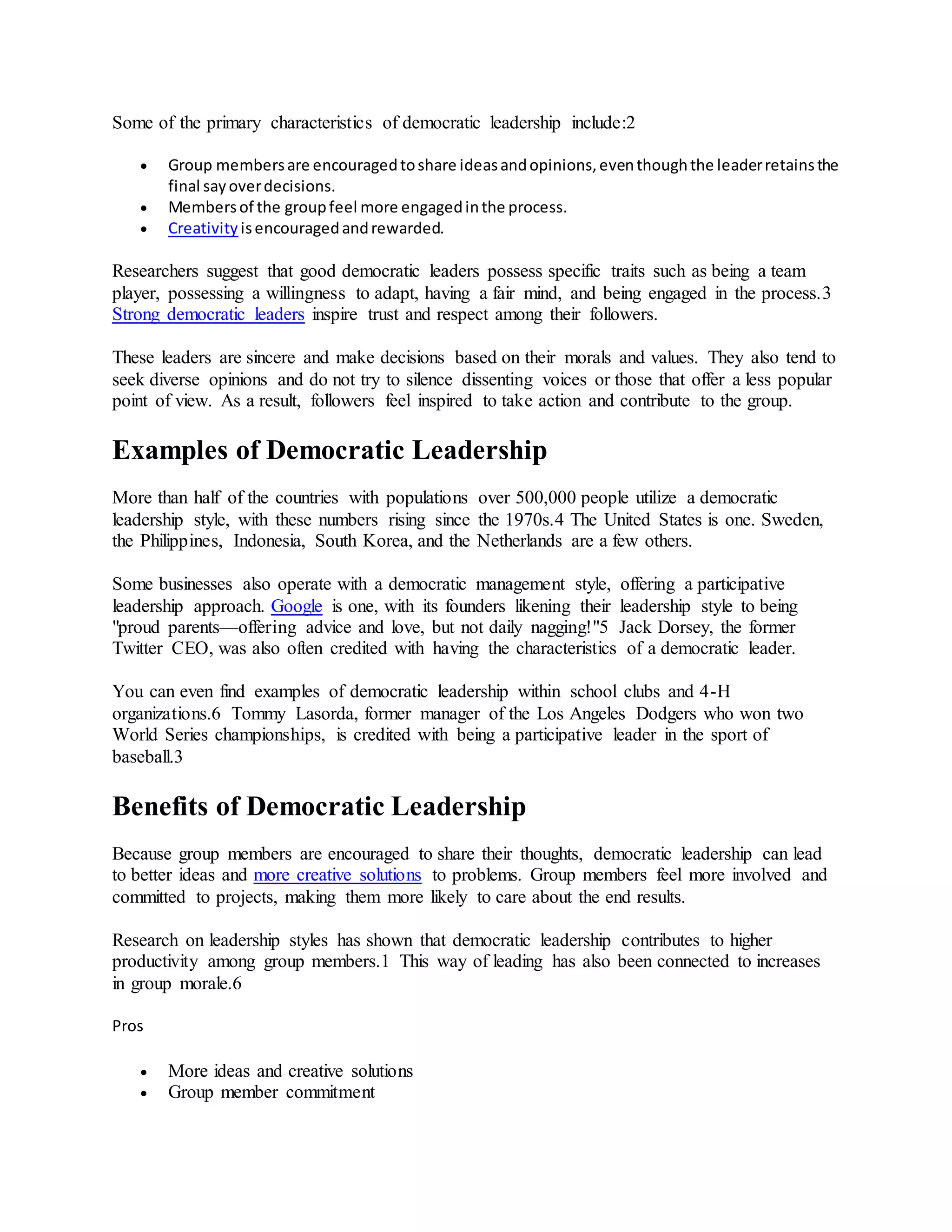 Prominent leadership styles | DOCX