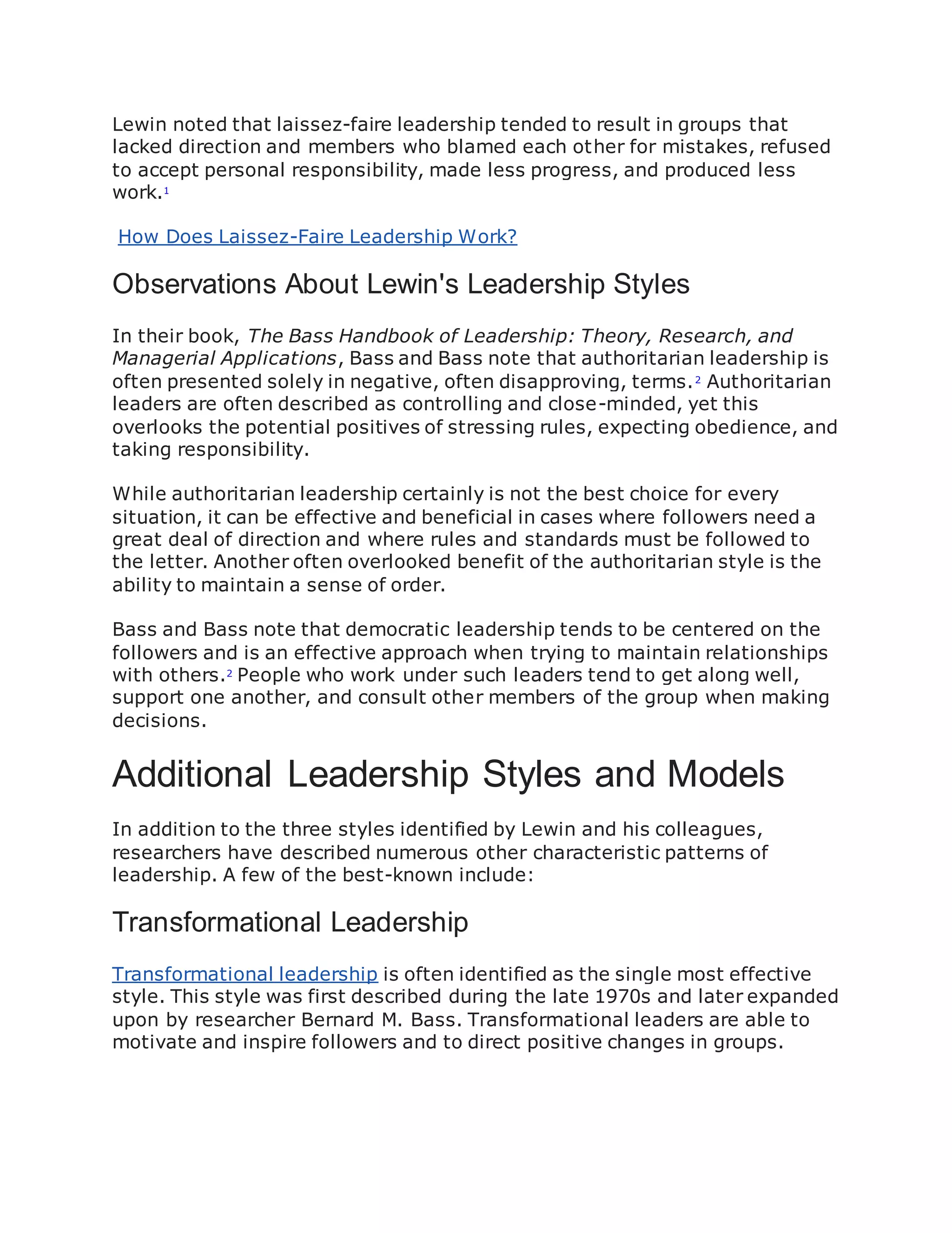 Prominent leadership styles | DOCX
