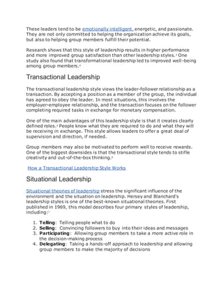 Prominent leadership styles | DOCX