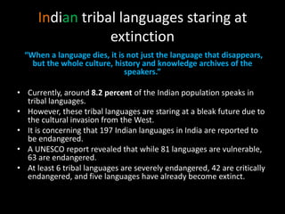 Prominent tribal languages in india | PPTX
