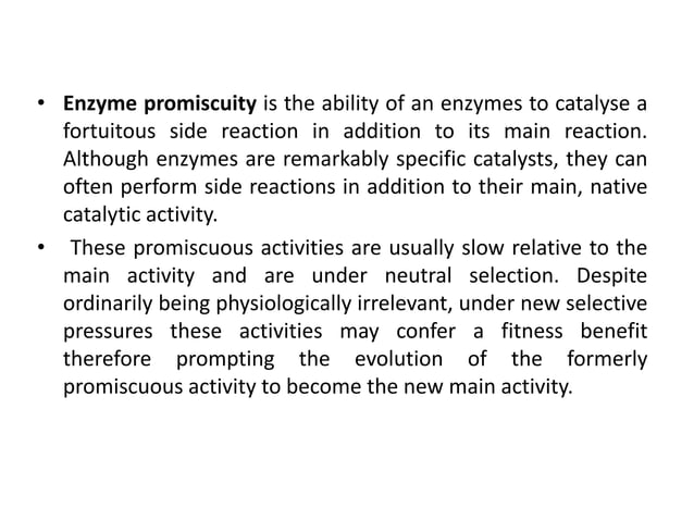 Promiscuous enzyme | PPTX