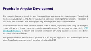 What is Promise in Angular Development? | PPTX | Web Development | Internet