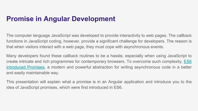 What is Promise in Angular Development? | PPT