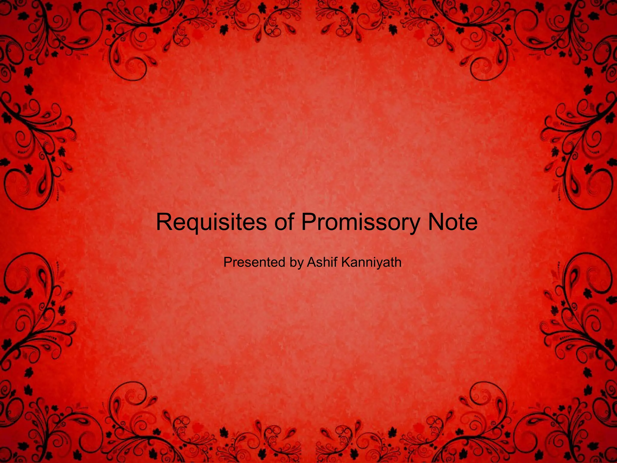 Promissory note ppt, negotiable instrument act. | PPT