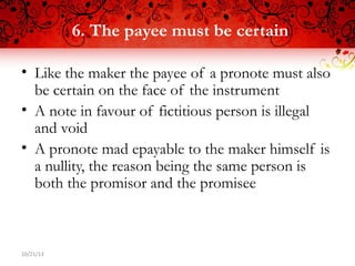 Promissory note ppt, negotiable instrument act. | PPT