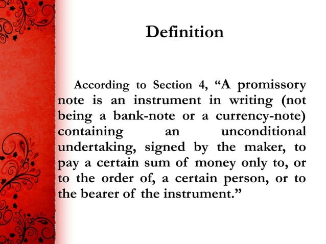 Promissory note ppt, negotiable instrument act. | PPT