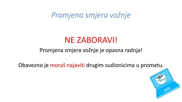Promjena smjera vožnje | PPTX