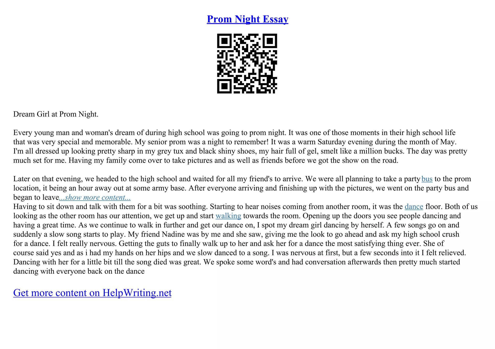Prom Night Essay | PDF