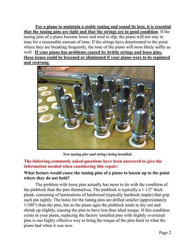 Technical Info 16 Repinning & Restringing | PDF | Musical Instruments ...