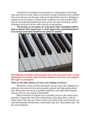 Technical Info 3 ivory key restoration | PDF
