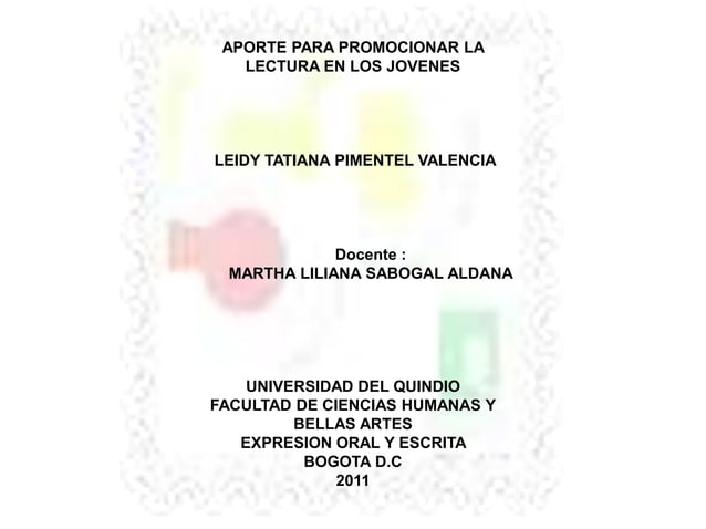 Promocionar La Lectura En Los Jóvenes Ppt