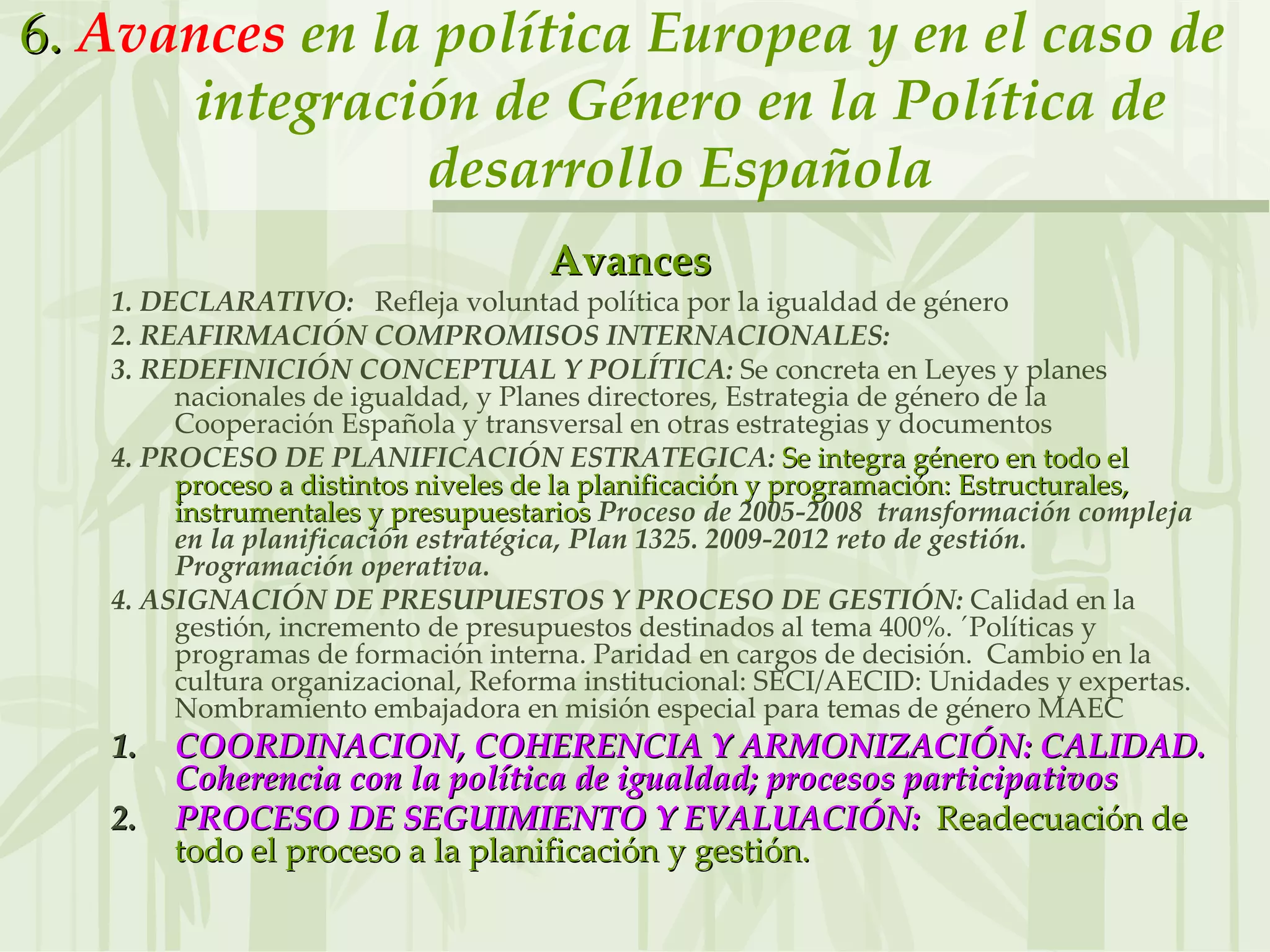 Promocion de la igualdad de genero en la politica exterior y de ...