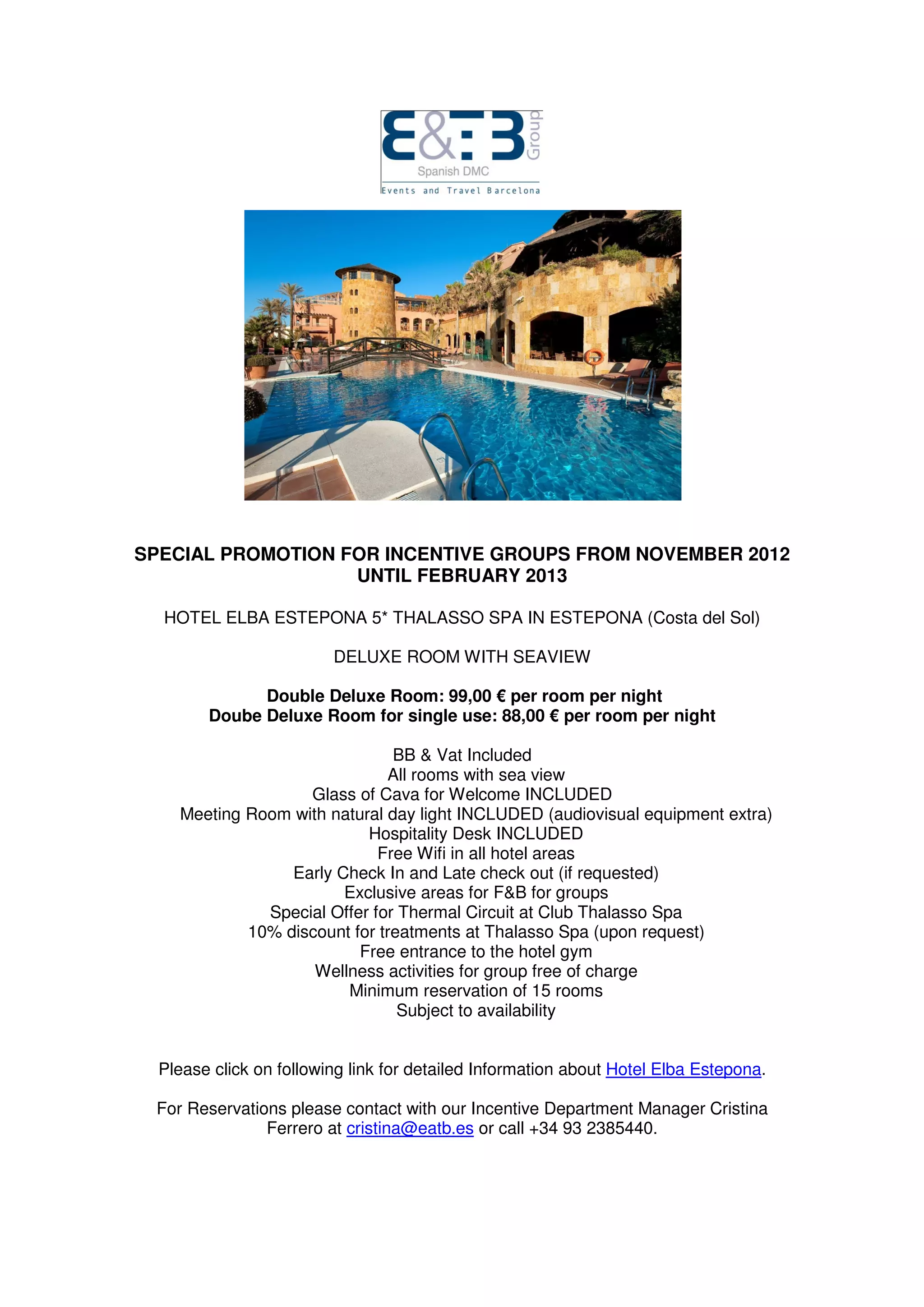 Hotel promotion for incentive groups in Estepona | PDF