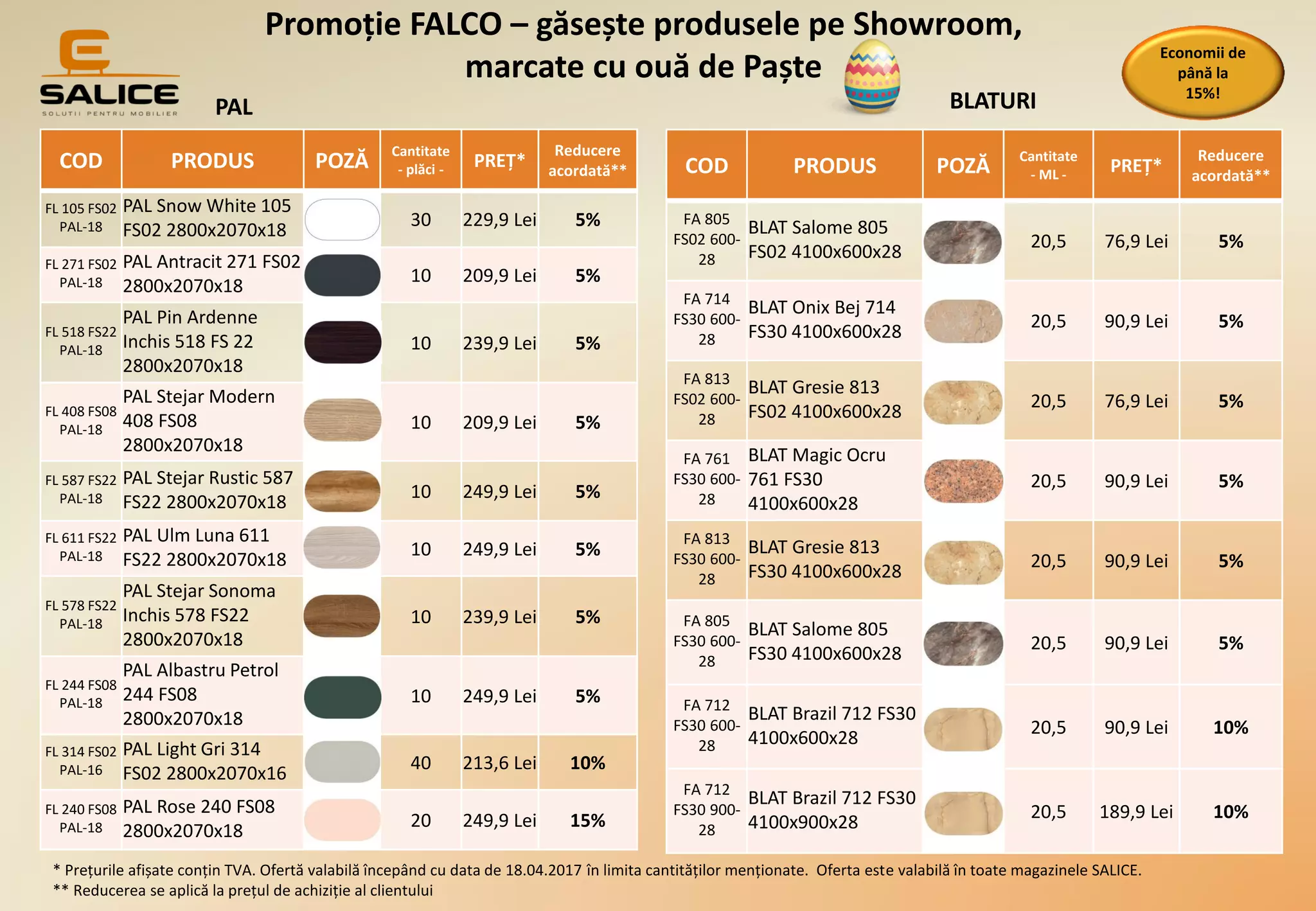 Promotie PAL BLAT FALCO Salice | PDF