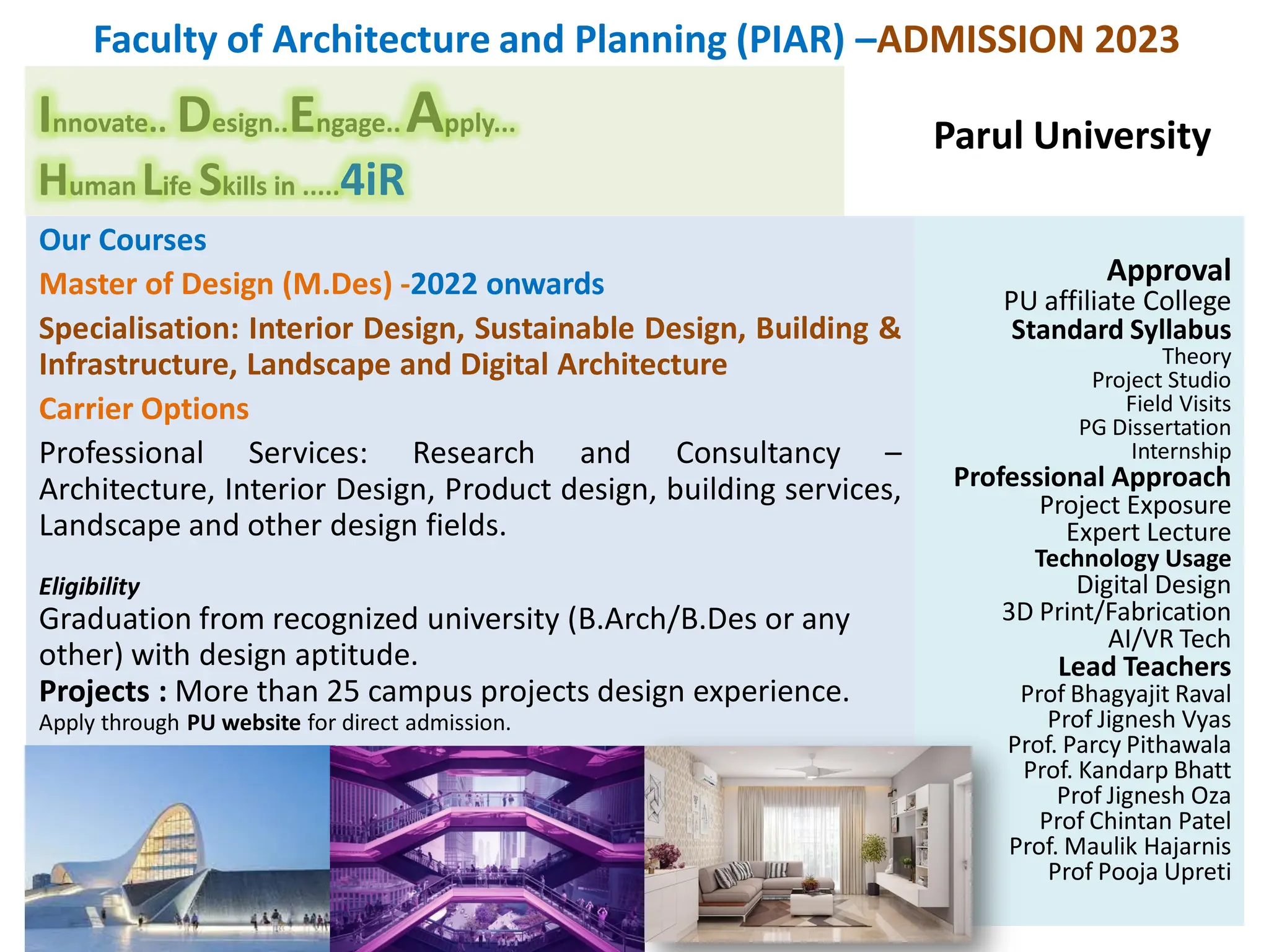 Options for Joining MPlan at Parul University | PDF