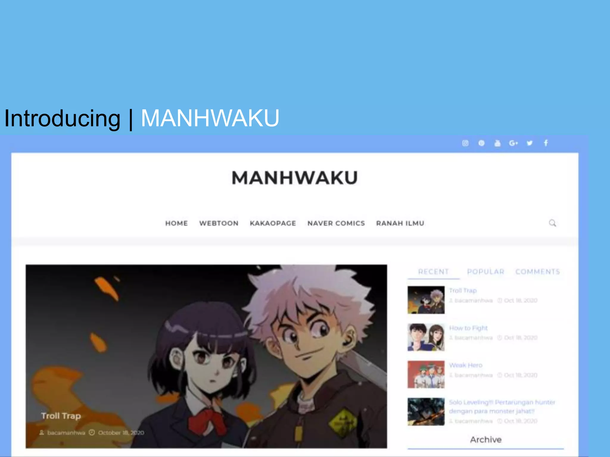 Manhwa Site Promotion | PPT | Free Download
