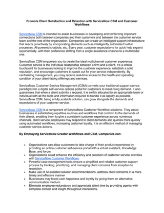 Promote Client Satisfaction and Retention with ServiceNow CSM and ...