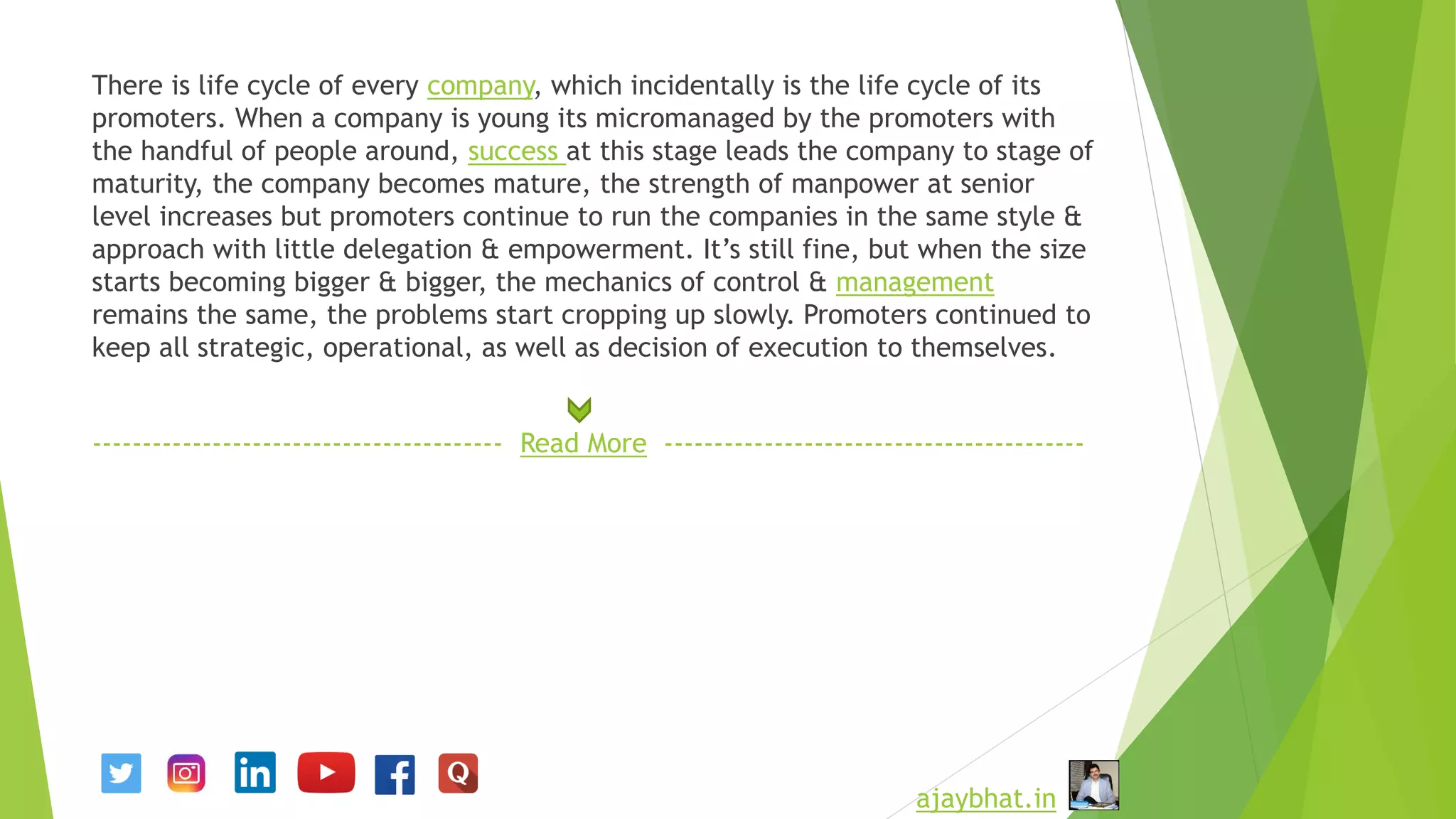 Promoter Leadership Vs Professional Leadership by Ajay Bhat Monnet ...