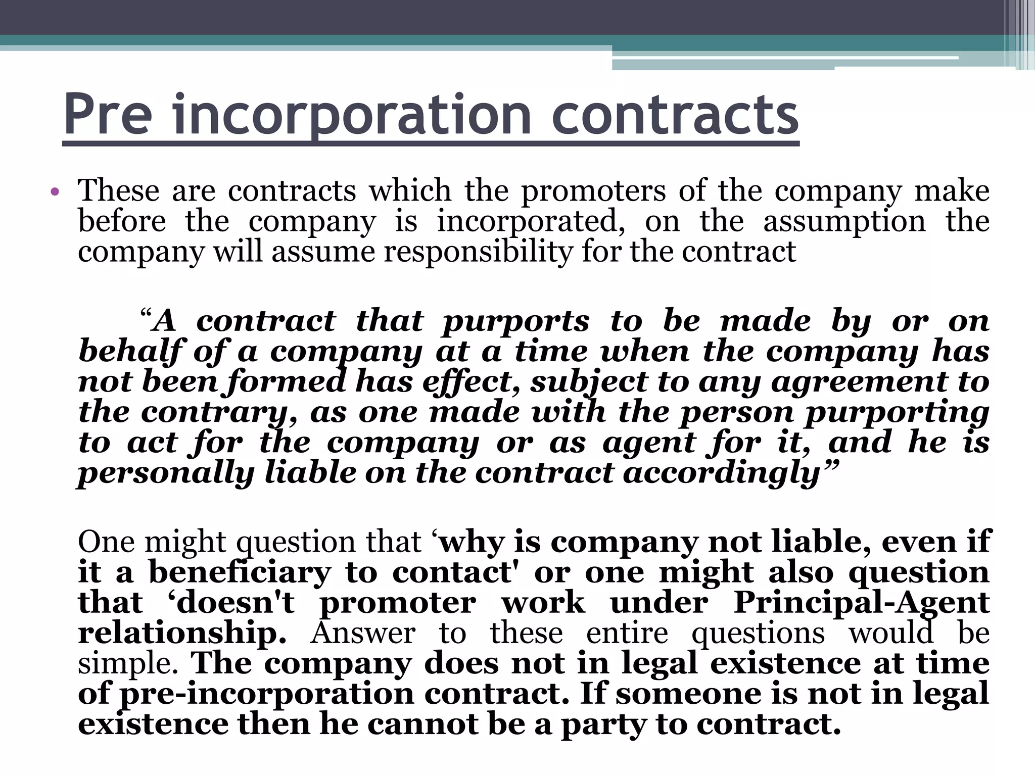 Promoters and preincorporation contracts | PPTX