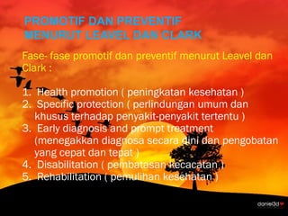 Promotif dan preventif leavel & clark | PPT